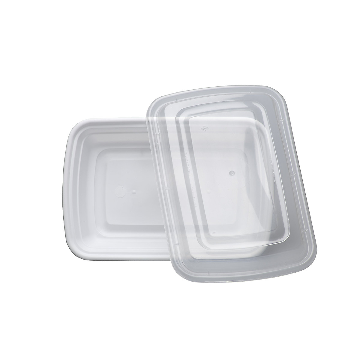 SafePro 28 oz. White Rectangular Microwavable Container with Clear Lid, Bento Lunch Box, Plastic Take-Out Food Containers (Case of 50)