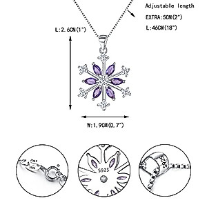 EVER FAITH Snowflake Jewerly 925 Sterling Silver Winter Accessory Sparkle Purple CZ Flower Pendant Necklace