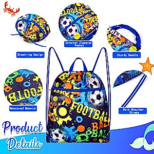RLGPBON Sports Drawstring Backpack - Drawstring Bags for Boys Kids Swim Bag for Beach Swim Swimming Pool Draw String Bags