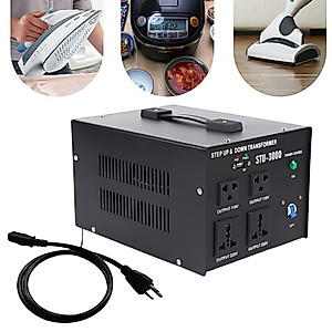 STU-3000 3000Watts Voltage Transformer Converter Heavy Duty Step Up/Down Power Converter for Conversion Between 110 Volt and 220 Volts,with Circuit Breaker,CE Certified,Black