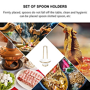 Zerodeko 1 Set Standing Spoon Rest, Upright White Ceramic Single Ladle Cooking Utensil Holder, Vertical Drip Catcher Dish with Stainless Steel Stand for Kitchen Counter