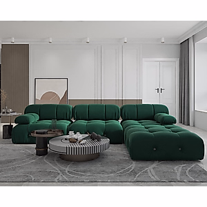 BOKIFOL Sectional Sofa, Modular Sectional Couch with Ottomans- L Shaped Couch for Living Room, 4 Seater Sofa Sets,104"(Green)