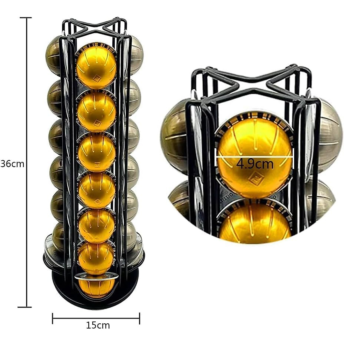 Miuly Coffee Capsule Holder For Nespresso Vertuoline, Coffee Capsule Stands Rotating Pod Rack holds 28 Nespresso Vertuo Pods, Black