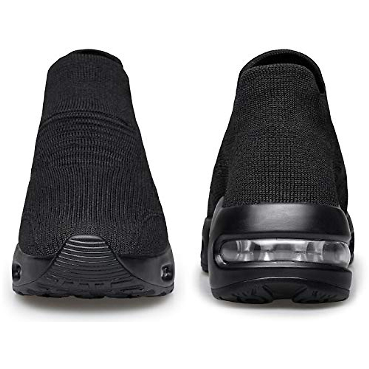 DOUSSPRT Womens Walking Sneakers Slip on Sock Shoes Mesh Air Cushion Platform Workout Tennis Loafers Fashion Casual 002 allblack US Size 8