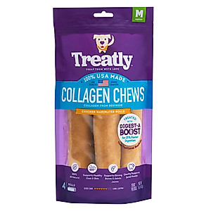Treatly USA Collagen Rolls 6-7" Dog Chew Treats - Chicken Marinade Flavor, 4 Count/1 Pack