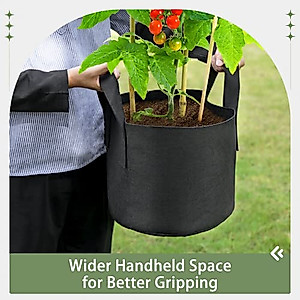 GreatBuddy 12-Pack Grow Bags 5 Gallon, Thick Fabric Planter Bags for Vegetables, Sturdy Handles & Reinforced Stitching, Labels Included, Black