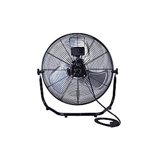 Amazon Basics 18-Inch High-Velocity Industrial Fan with 3 Speeds, Durable Metal Construction and Aluminum Blades, Ideal for Industrial & Commercial Spaces, 100 Watts, Black, 8.27"D x 21.85"W x 21.5"H
