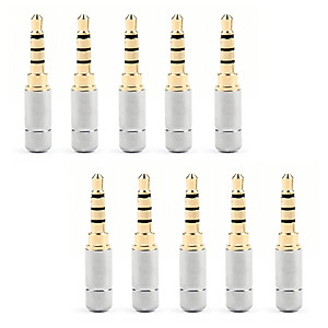 Areyourshop 10Pcs Mini 3.5mm Stereo 4 Pole Jack Plug Audio Connector for Repair Headphone