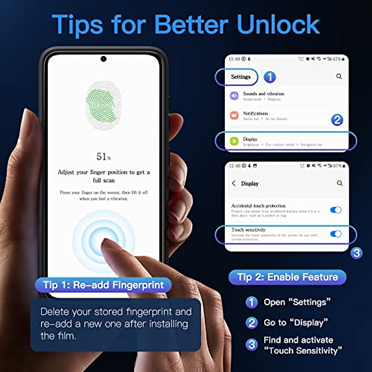 JETech 5 in 1 Matte Case for Samsung Galaxy S23 5G 6.1-Inch with 2-Pack Screen Protector and Camera Lens Protector, Translucent Back Protective Phone Cover, Tempered Glass Film (Black)