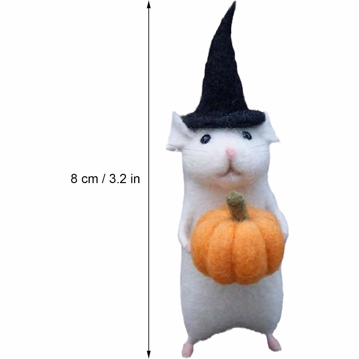 DABATO Halloween Mouse with A Pumpkin, 2024 New Cute Handmade Wool Felt Christmas Mouse Ornament, Needle Felted Pumpkins Animals Decoration, Christmas Home Decoration Gifts (B)