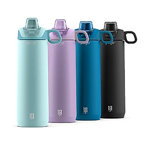 Pogo Active Stainless Steel Insulated Water Bottle with Leak Proof Straw Lid, 18oz, Frost