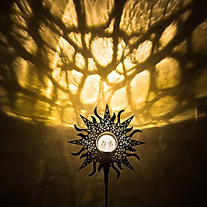 HOMEIMPRO Sun Solar Lights Garden Outdoor,Crackle Glass Globe Stake Lights,Waterproof LED Lights for Garden,Lawn,Patio or Courtyard