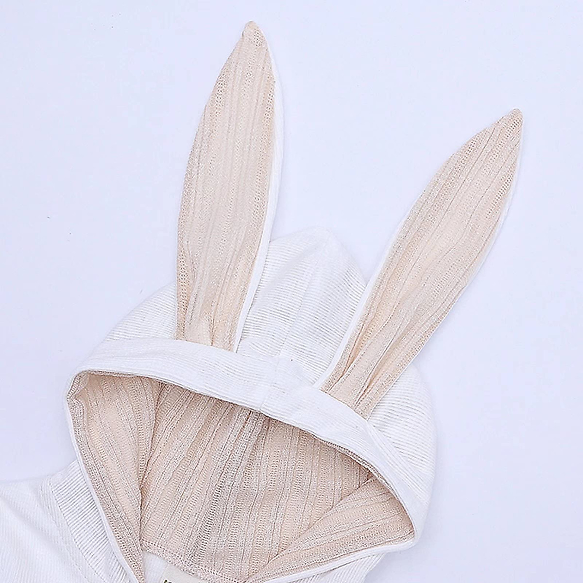 Lamgool Infant Baby Bunny Hooded Romper Cute Long Rabbit Ear Zipper Jumpsuit for Easter Grey 3-6M