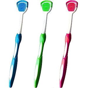 Tongue Brush, Tongue Scraper, Tongue Cleaner, Tongue Scraper Brush, Tongue Cleaner Brush, Tongue Brushes Helps Fight Bad Breath, 3 Tongue Scrapers, 3 Pack (Blue & Green & Red)