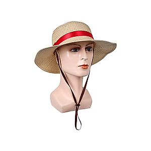 Monkey Straw Hat Costume Anime Cosplay Sun Beach Hats with String Pirate Hat Halloween Dress up Props (US, Alpha, One Size, Straw Hat)