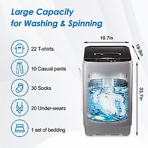 Washing Machine Washer Machine, 17.7lb/1.25cu.ft Washer Dryer Combo All In One (Semi-Dry) Apartment Dorms Laundry Compact Portable Washer Gray, LED Display, 8 Water Levels, 10 Wash Programs