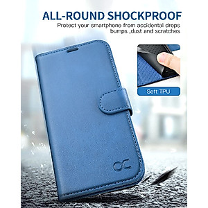 OCASE Compatible with iPhone 13 Wallet Case, PU Leather Flip Folio Case with Card Holders RFID Blocking Kickstand [Shockproof TPU Inner Shell] Phone Cover 6.1 Inch 2021 (Light Blue)