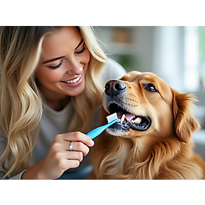 Digopets Dog Toothbrush & 4 Best Enzymatic Toothpaste Kit - Freshens Breath, Whitens Teeth, and Reduces Plaque - Teeth Cleaning Set Bite Block & Brush