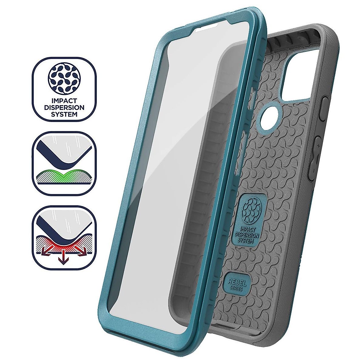 ENCASED RebelShield Designed for Pixel 5 Case with Screen Protector, Heavy Duty Full Body Protective Cover with Build-in Screen Guard for Google Pixel 5 5G - Blue