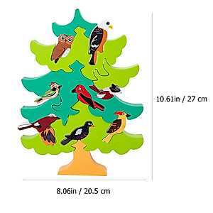 TOYANDONA 1 Set of Baby 3D Jigsaw Puzzle Wooden Tree Bird Shaped Montessori Toy Educational Preschool Learning Toys for Infant Toddlers Boys Girls