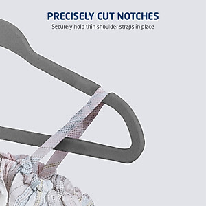 Zober Velvet Kids Hangers for Closet - Pack of 50 Non Slip Childrens Hangers for Shirts, Pants & Dresses w/Swivel Hook - Durable Kids Clothes Hanger w/Notches - Small Hangers - Gray