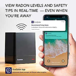 Ecosense EQ100 EcoQube, Smart Continuous Radon Detector for Home, Easy to Use, Accurate, Wi-Fi, USA Version pCi/L