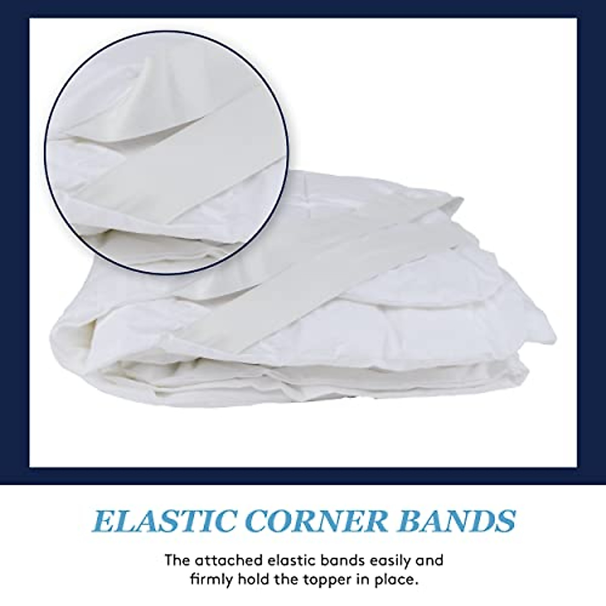 AmeriDown Deluxe Down Alternative Mattress Topper with Corner Elastic Band Attachments, Full Size Bed, White