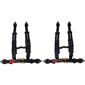 PROGUARD Black 4 Point Harness 2" Straps for Off Road Vehicle, ATV, UTV, Go Kart, Buggy, Side by Side, & Rock Bouncer (Two Pack)