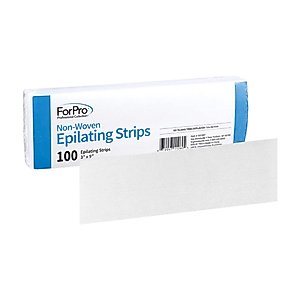ForPro Professional Collection Non-Woven Epilating Strips, White, Tear-Resistant, Pre-Cut Strips for Hair Removal, 3” W x 9” L, 100-Count