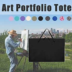 Large Size Art Portfolio Tote with Nylon Shoulder,24"X 36"Light Weight Waterproof Poster Board Storage Bag, Drawing Painting Sketch Bag for Student Art Work Portfolio and Artist