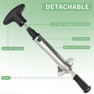 Newness Pineapple Corer with Knife, [Upgraded, Electric & Manual] Stainless Steel Fruit Pineapple Cutter with Electric Drill Accessory, Pineapple Slicer Core Remover Kitchen Tool with Measure Mark