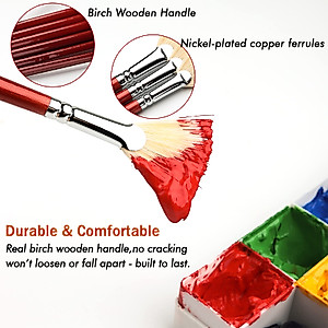 GACDR Fan Brush for Painting, 7 Pieces Fan Brush Set with Hog Bristle Natural Hair and Long Wood Handle, Professional Artist Fan Brushes for Acrylic Painting,Oil Watercolor Painting