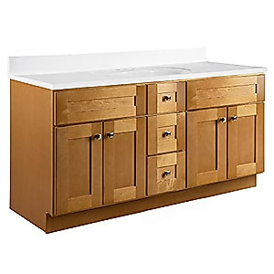 Design House Brookings 60 Inch Bathroom Vanity, Ready to Assemble, Modern Birch, 599019-MBH