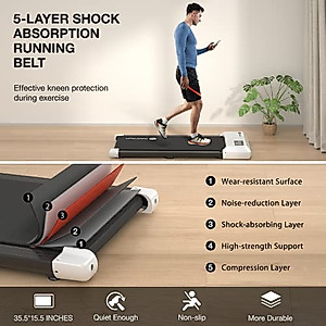 DeerRun Walking Pad, Under Desk Treadmill, Walking Pad Treadmill Under Desk with Remote Control, Mini Treadmill for Home Office Under Desk, Walking Treadmill 300LBS Capacity, 44" D x 20" W x 4" H