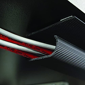 Electriduct Large J Channel Cable Raceway Self Adhesive Desk Cord Organizer and Wire Manager for Computer, Gaming and Entertainment Centers - Black - 48" (4 Feet)