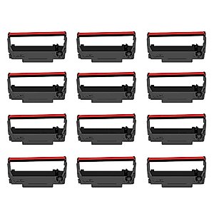 12-Pack ERC30 ERC-30 ERC 30 34 38 B/R Compatible Cash Register Ink Ribbon Used for ERC38 NK506 TM-U220 M188B, BTP-M300, GRC-220BR SBR-275 (Black and Red)