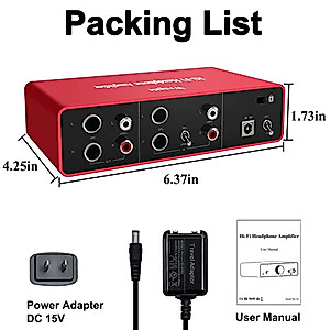 Wrugste Hi-Fi Headphone Amplifier and Preamp Stereo Earphone Amp Plug and Play with BAL/RCA Input 3.5mm/6.35mm Output Give Earbuds Earphones and Headphones Extra Boost and Control