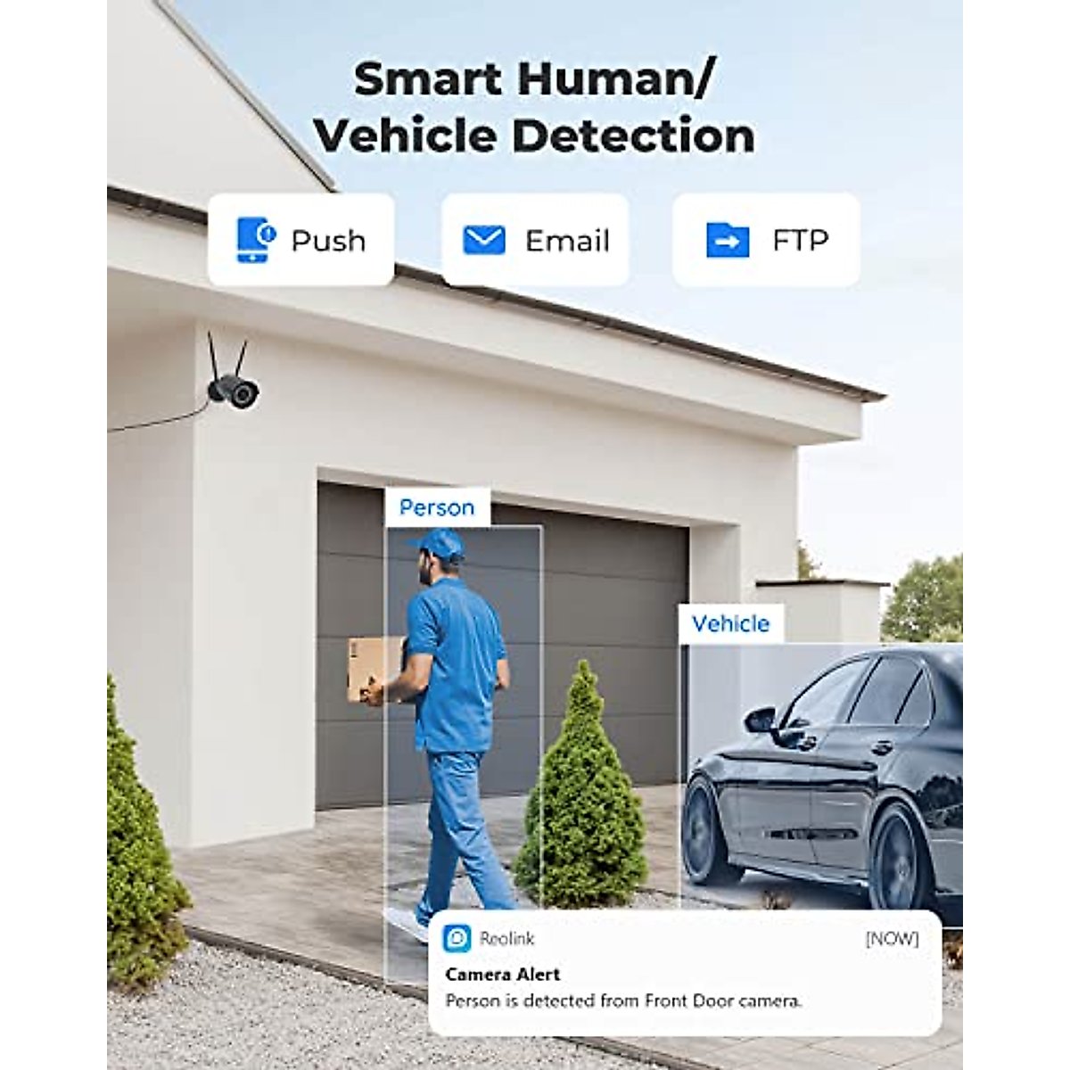 REOLINK Plug-in WiFi Outdoor Security Cameras, 4MP Wired Wi-Fi Camera for Home Security, Smart Person/Vehicle Detection Alert, HD Night Vision, IP66 Waterproof, Works with Google Assistant, RLC-410W