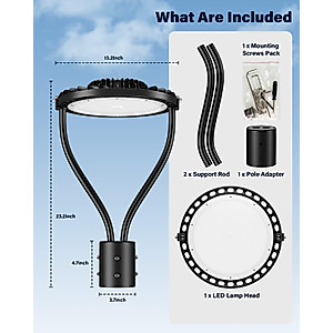 LED Post Top Light 150W, LED Circular Area Light 21000Lm 5000K LED Parking Lot Light, Outdoor Pole Lights Fixture for Garden Yard Street Lighting