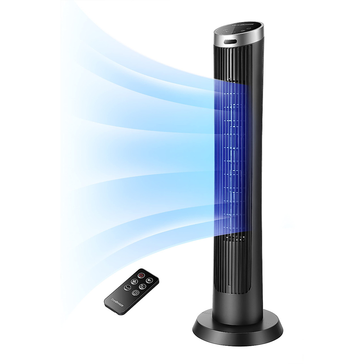 OmniBreeze Digital Electric Tower Fan, with Remote Control, LED Display, Standing Bladeless Floor Fans Cooling and Quite Indoor Living Room Bedroom use (40 Inch)