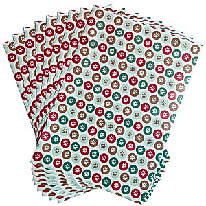 Dtiafu Paw Print Wrapping Paper - 10 Sheet Funny Christmas Dog Cat Paw Gift Wrap for Holiday Birthday Baby Shower
