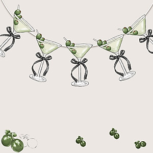 TaoBary A Tini Bit Older Banner Martini Themed Party Decorations Weenies and Tinis Party Bachelorette Party Bridal Shower Martini Trendy Birthday Party Green and Black Banner Party Garland, 2 Pcs