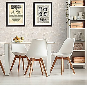 Rock Band Poster - Set of 4 Panels UNFRAMED Vintage Canvas Prints Cool Wall Art 8*10" Music Posters Band Posters Dictionary Inspirational Wall Art Beatles Gifts for Men Women Music and Rock N Roll Fans