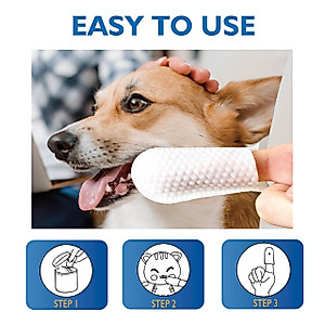 JIEWEISHI PET Teeth Cleaning Wipes for Dogs & Cats, Reduces Plaque & Freshens Breath, No-Rinse Dog Finger Toothbrush, Disposable Gentle Cleaning & Gum Care Pet Wipes, 50 Counts