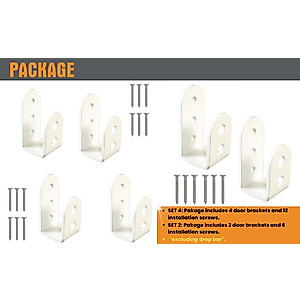 2x4 Door Barricade Bracket Heavy Duty Open bar Security Holder Bracket Security bar Door Stopper fits 2x4 Board Lumber Door Jammer and Tool Hanger for Your Home Barn Shed Garage (White-M2-Set 2)