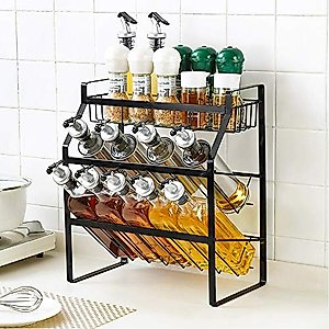 3-Tier Compact Size Kitchen Spice Organizer Shelf Rack Storage, Cabinet Organization Storage, Kitchen Counter & Cabinet Shelf Organizer, Kitchen Shelves, Cabinet Organization Mini Storage Shelf