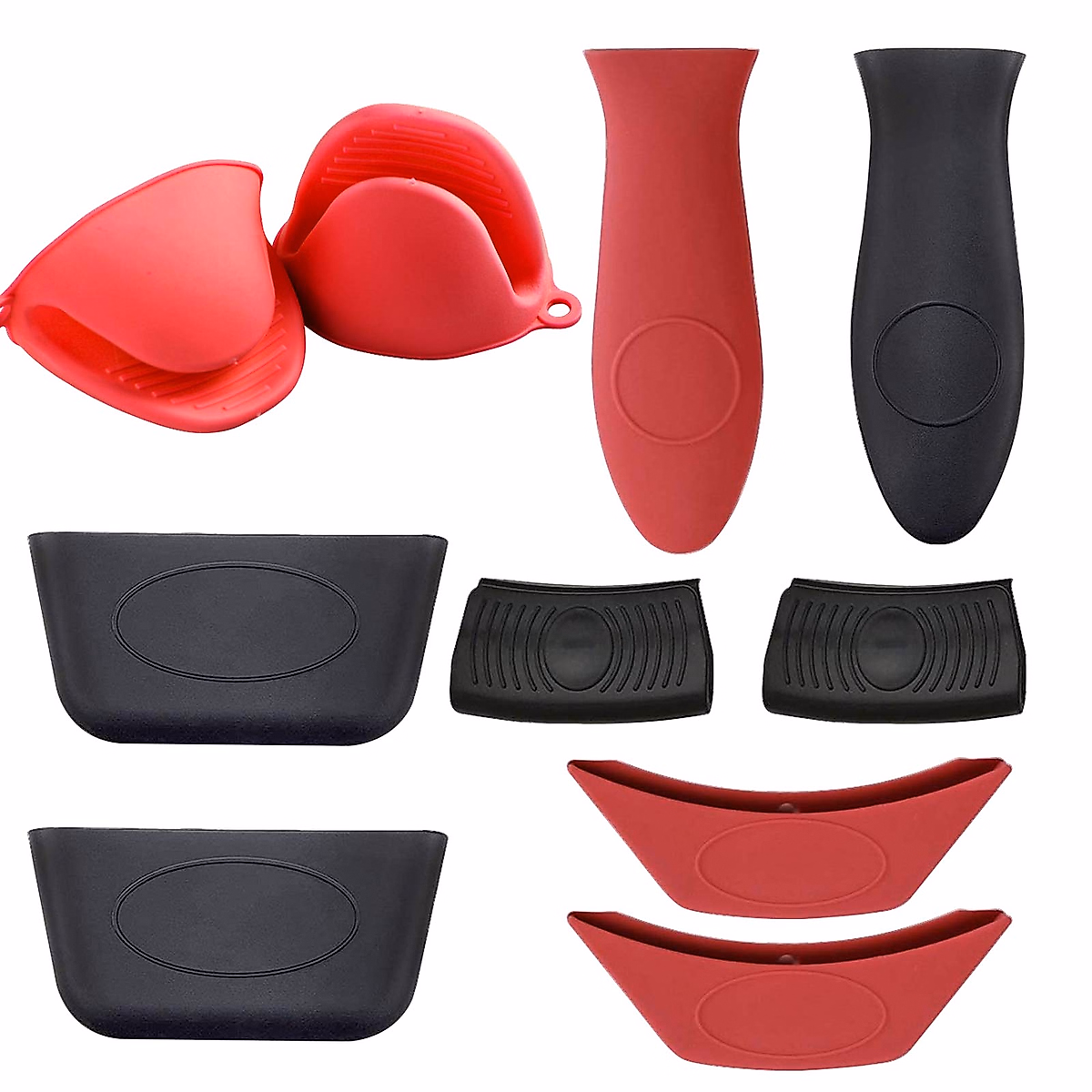 10 PCS Silicone Hot Handle Holder and Pot Holder Cover(with 2 Mini Oven Gloves),Removable Non Slip Hot Resistant Pot Holder Sleeves for Cast Iron Skillets Frying Pans Cookware Handles.