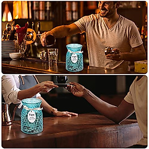 Glass Tip Jar for Bartenders, Musicians, and Restaurants - Large Money Jar for Collecting Tips. (BLUE)