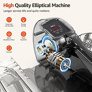 JISUO Under Desk Elliptical Machine, Ellipse Leg Exerciser for Seniors Fully Assembled, Portable & Quiet Electric Seated Pedal Exerciser with Remote Control & LCD Display Monitor