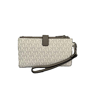 Michael Kors Signature Bright White Double Zip Phone Case Wallet Wristlet 35F8STVW0B-119